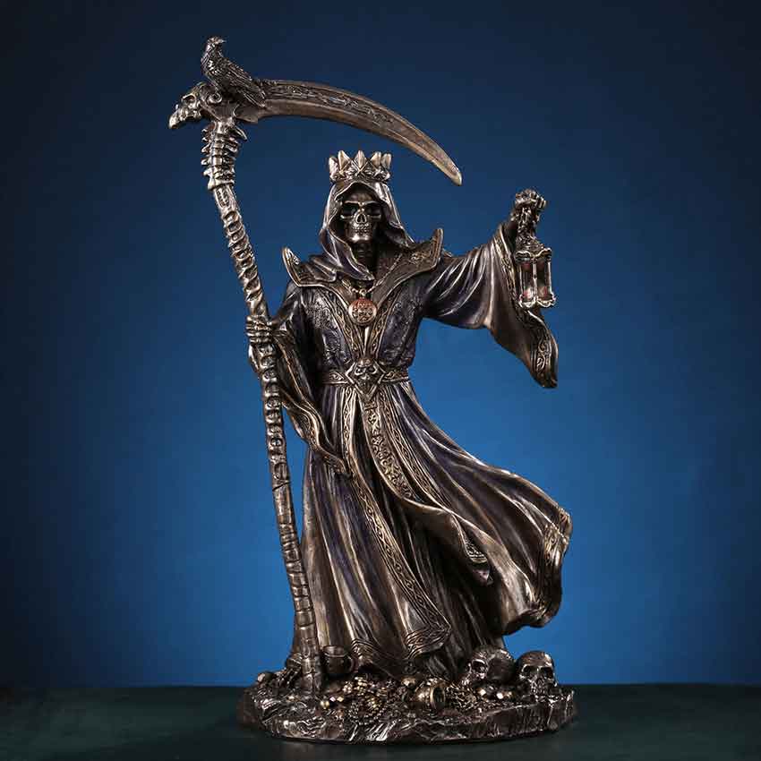 Crowned Reaper with Scythe Statue