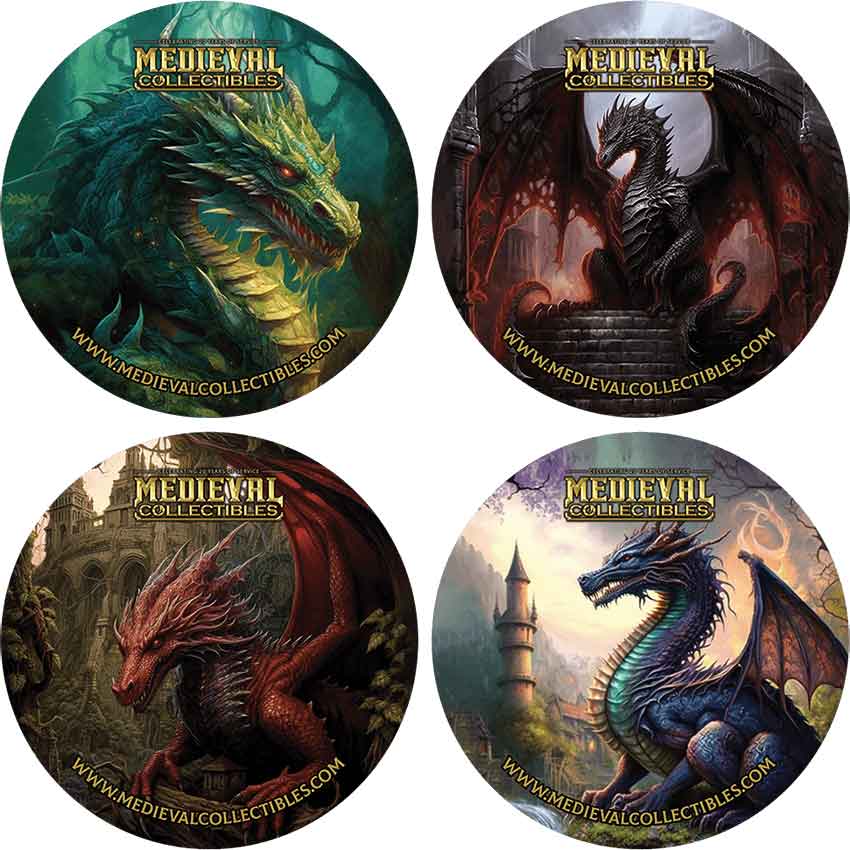 Medieval Collectibles Dragon Stickers - Set of 4