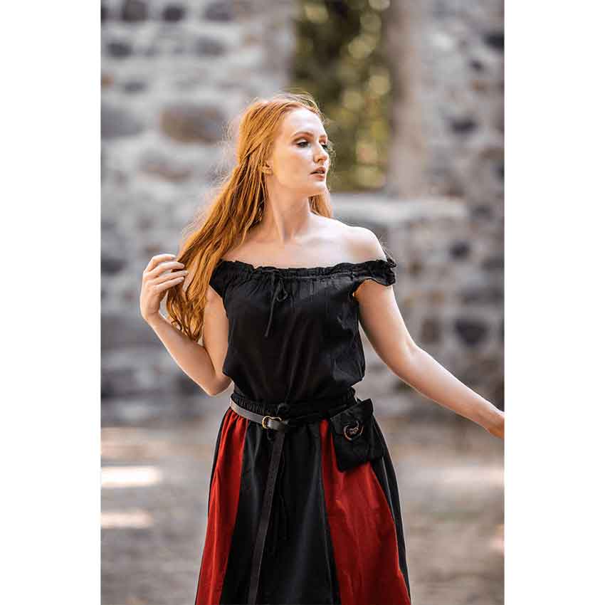 Adele Sleeveless Medieval Summer Blouse - Black
