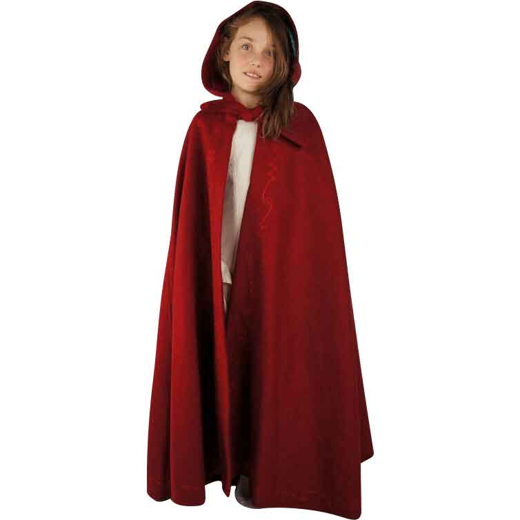 Heda Kids Embroidered Wool Cloak - Red