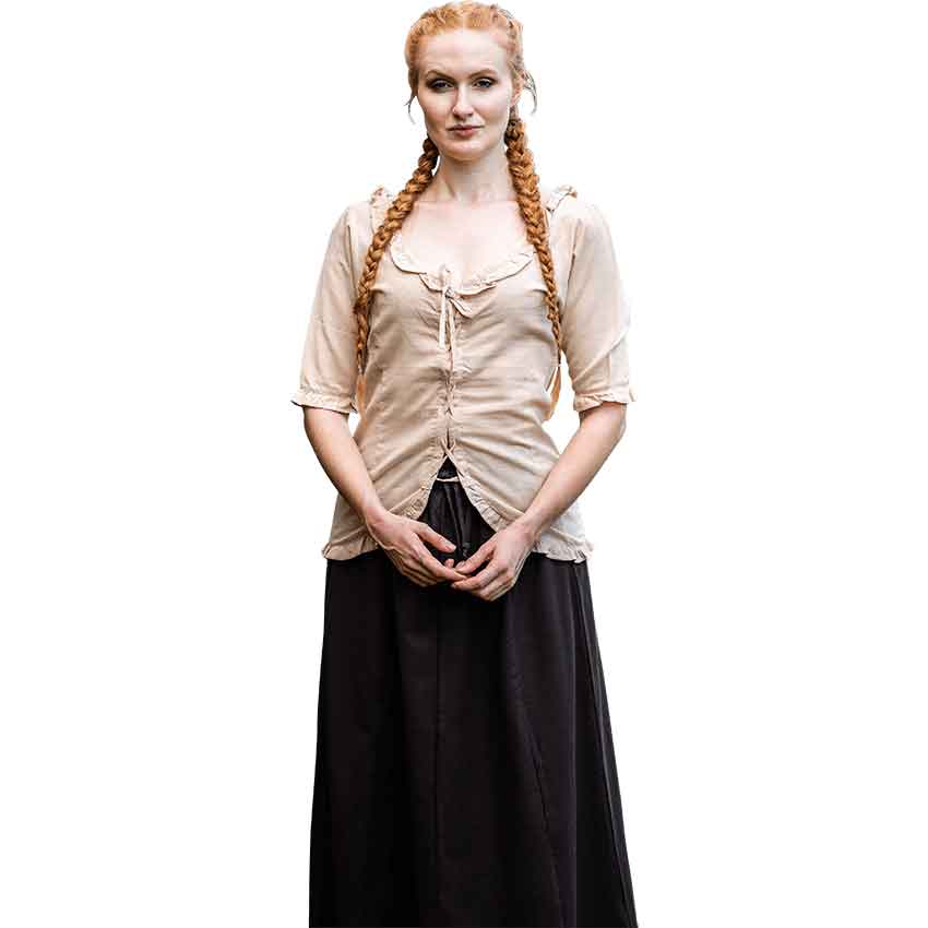 Bea Ruffled Medieval Blouse - Hemp