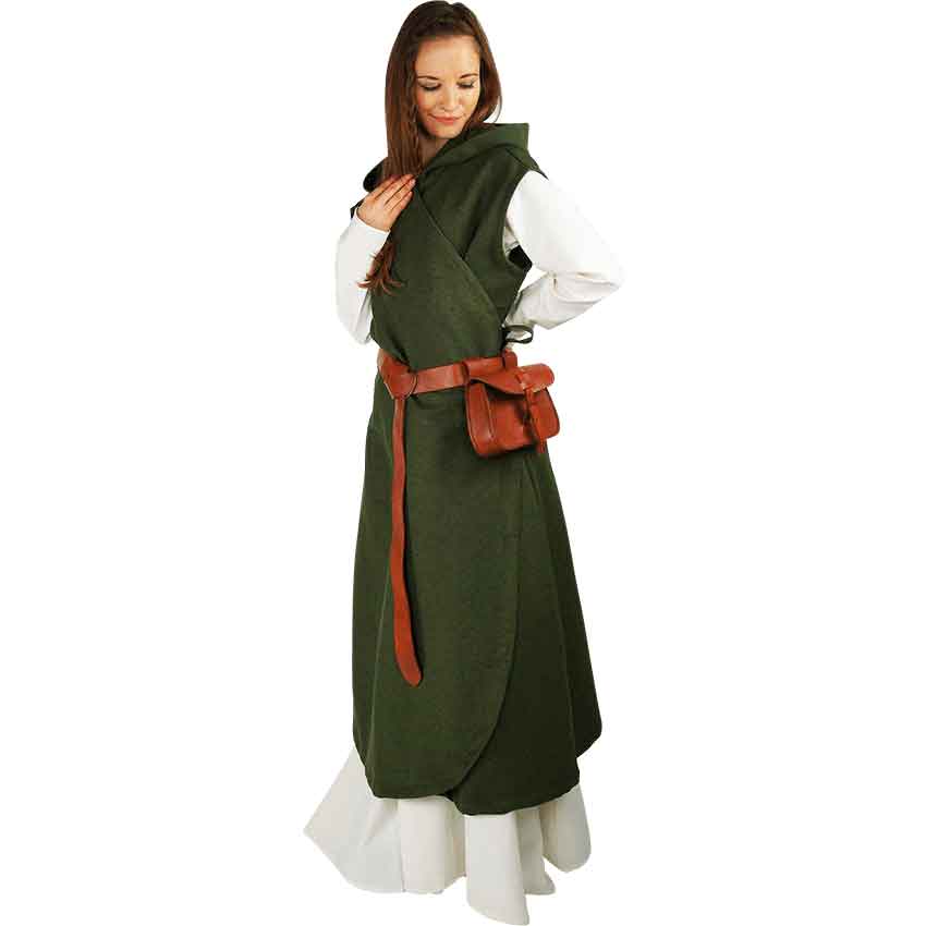 Gerlin Hooded Medieval Wrap Dress - Green