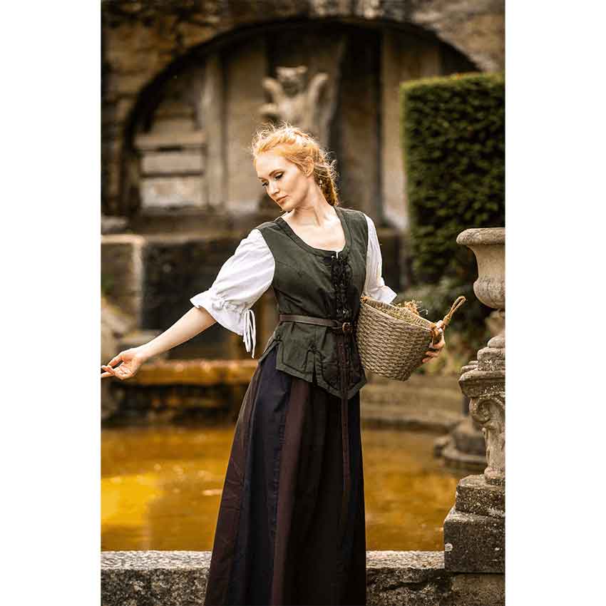 Selma Women's Embroidered Medieval Bodice - Green