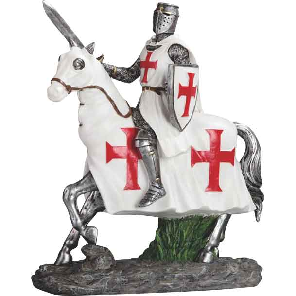 Medieval Mounted Knights Templar Statue