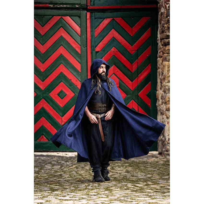 Ilmar Medieval Cloak with Dragon Clasp - Blue