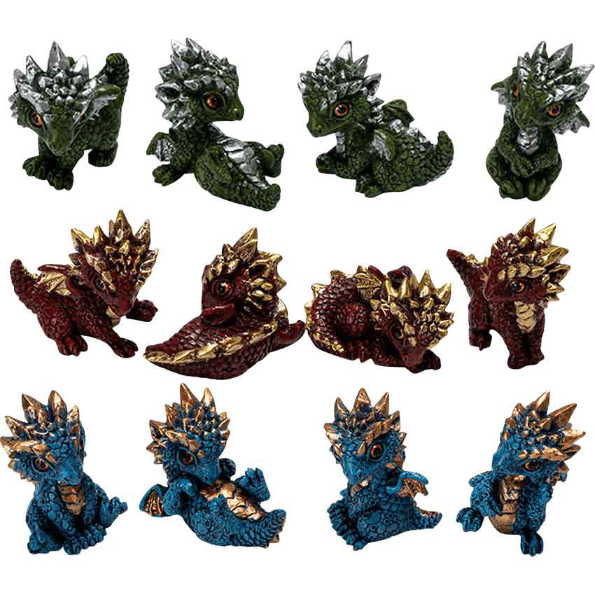 Mini Spiky Dragon Statues - Set of 12
