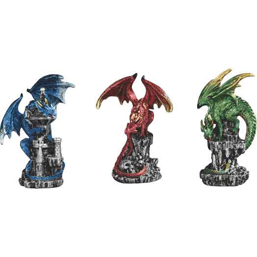Castle Guardian Dragons Statue Set